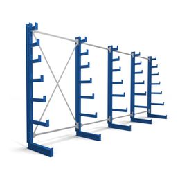 STIER Kragarmregal einseitig 4 Felder mit 6 absteigenden Ebenen 5200x2000x500mm enzianblau (905262)