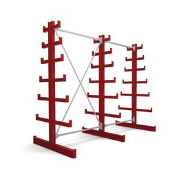 STIER Kragarmregal doppelseitig 2 Felder mit 6 absteigenden Ebenen 2600x2000x500mm feuerrot (905285)