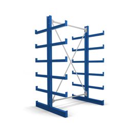 STIER Kragarmregal doppelseitig 1 Feld mit 5 Ebenen 1300x2000x500mm enzianblau (905254)