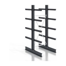 STIER Kragarmregal schraubbar doppelseitig 1 Feld mit 4 Ebenen 1280x2550x800mm (906922)