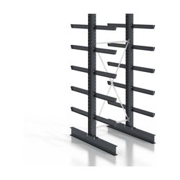 STIER Kragarmregal schraubbar doppelseitig 1 Feld mit 5 Ebenen 1280x3530x400mm (906912)