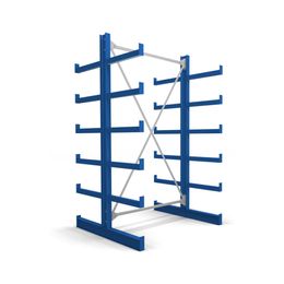 STIER Kragarmregal doppelseitig 1 Feld mit 5 Ebenen 1300x2000x500mm enzianblau (905254)