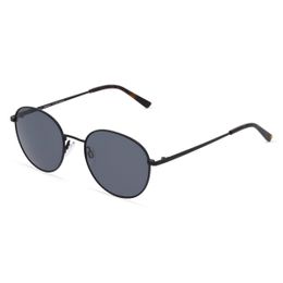 Fielmann OU 001 SUN CL | Unisex-Sonnenbrille | Fassung: Vollrand, Panto, Edelstahl, Schwarz Matt | Glasfarbe: Grau