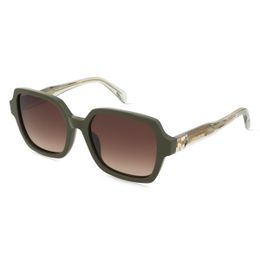Zadig & Voltaire Zadig & Voltaire SZV473 | Damen-Sonnenbrille | Fassung: Vollrand, Quadratisch, Kunststoff, Gr&uuml;n Gl&auml;nzend | Glasfarbe: Braun Verlaufend