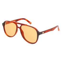 Le Specs TRAGIC MAGIC | Unisex-Sonnenbrille | Fassung: Vollrand, Pilot, Kunststoff, Creme Braun | Glasfarbe: Orange