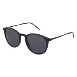 Hugo HG 1286/S | Herren-Sonnenbrille | Fassung: Vollrand, Rund, Kunststoff, Schwarz Rot | Glasfarbe: Grau