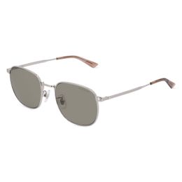 Montblanc MB0265S | Unisex-Sonnenbrille | Fassung: Vollrand, Quadratisch, Metall, Silber Gl&auml;nzend | Glasfarbe: Braun