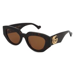 Gucci GG1421S | Unisex-Sonnenbrille | Fassung: Vollrand, Geometrisch, Acetat, Havanna Braun | Glasfarbe: Braun