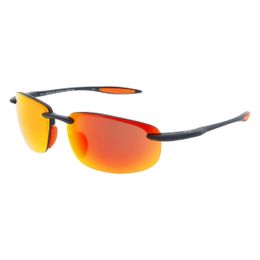 Maui Jim MJ0676S Hookipa Ultra | Unisex-Sonnenbrille | Fassung: Randlos, Eckig, Kunststoff, Blau | Glasfarbe: Rot