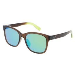 Maui Jim MJ0346SA | Herren-Sonnenbrille | Fassung: Vollrand, Eckig, Kunststoff, Grau | Glasfarbe: Gr&uuml;n