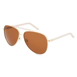Michael Kors 0MK1146 | Damen-Sonnenbrille | Fassung: Vollrand, Pilot, Metall, Gold Hell | Glasfarbe: Braun