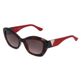Guess GU7868 | Unisex-Sonnenbrille | Fassung: Vollrand, Butterfly, Kunststoff, Braun Havanna | Glasfarbe: Braun Verlaufend