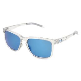 Under Armour UA ASSIST 2 | Herren-Sonnenbrille | Fassung: Vollrand, Eckig, Kunststoff, Grau Blau | Glasfarbe: Grau Spiegel Blau