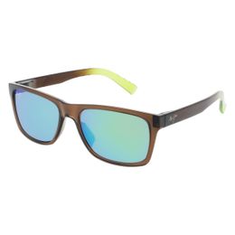 Maui Jim MJ0345S | Herren-Sonnenbrille | Fassung: Vollrand, Eckig, Kunststoff, Grau | Glasfarbe: Gr&uuml;n