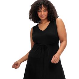 sheego Gro&szlig;e Gr&ouml;&szlig;en Jerseykleid mit Raffung vorne, &auml;rmellos, schwarz, Gr&ouml;&szlig;e 54 - Damen