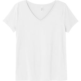 sheego Gro&szlig;e Gr&ouml;&szlig;en T-Shirt mit V-Ausschnitt, Rippqualit&auml;t, wei&szlig;, Gr&ouml;&szlig;e 56/58 - Damen