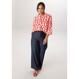 sheego Gro&szlig;e Gr&ouml;&szlig;en Longbluse, wei&szlig;-rot, Gr&ouml;&szlig;e 52 - Damen
