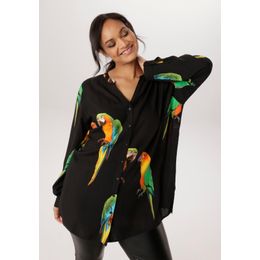 sheego Gro&szlig;e Gr&ouml;&szlig;en Longbluse, schwarz-bunt, Gr&ouml;&szlig;e 50 - Damen