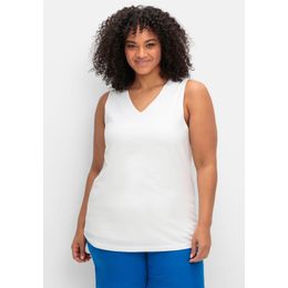 sheego Gro&szlig;e Gr&ouml;&szlig;en Tanktop mit doppellagigem Vorderteil, wei&szlig;, Gr&ouml;&szlig;e 54 - Damen