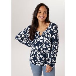 sheego Gro&szlig;e Gr&ouml;&szlig;en Langarmshirt, wei&szlig;-blau, Gr&ouml;&szlig;e 48 - Damen
