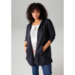 sheego Gro&szlig;e Gr&ouml;&szlig;en Sweatjacke, marine, Gr&ouml;&szlig;e 52 - Damen