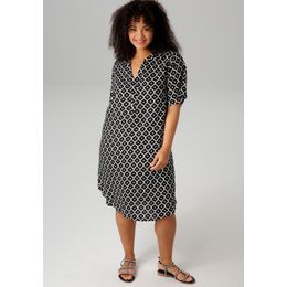 sheego Gro&szlig;e Gr&ouml;&szlig;en Blusenkleid, schwarz-wei&szlig;, Gr&ouml;&szlig;e 44 - Damen