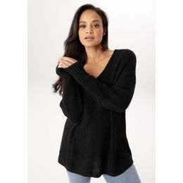 sheego Gro&szlig;e Gr&ouml;&szlig;en Strickpullover, schwarz, Gr&ouml;&szlig;e 52 - Damen