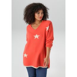 sheego Gro&szlig;e Gr&ouml;&szlig;en Strickpullover, koralle-beige, Gr&ouml;&szlig;e 48 - Damen