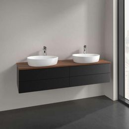 Villeroy & Boch Villeroy und Boch Antao Waschtisch-Unterschrank K28152PD 160x36x50cm, Hahnloch, Waschbeckenplattenfarbe warm walnut, black matt lacquer