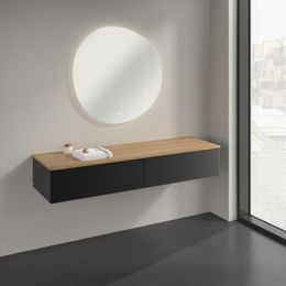 Villeroy & Boch Villeroy und Boch Antao Sideboard K42101PD 160x26,8x50cm, Waschbeckenplattenfarbe honey oak, black matt lacquer
