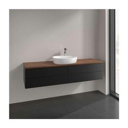 Villeroy & Boch Villeroy und Boch Antao Waschtisch-Unterschrank K25052PD 160x36x50cm, Hahnlochbohrung, Waschbeckenplattenfarbe warm walnut, black matt lacquer