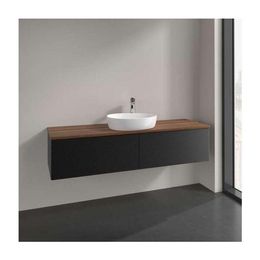 Villeroy & Boch Villeroy und Boch Antao Waschtisch-Unterschrank K36152PD 160x36x50cm, Hahnlochbohrung, Waschbeckenplattenfarbe warm walnut, black matt lacquer