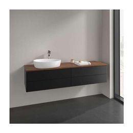 Villeroy & Boch Villeroy und Boch Antao Waschtisch-Unterschrank K26052PD 160x36x50cm, Hahnlochbohrung, Waschbeckenplattenfarbe warm walnut, black matt lacquer