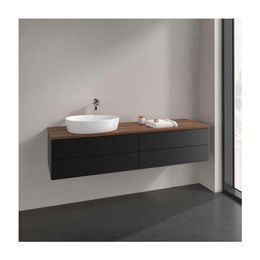 Villeroy & Boch Villeroy und Boch Antao Waschtisch-Unterschrank L26152PD mit Beleuchtung, 4 Ausz&uuml;ge, 1600 x 360 x 500 mm, Front mit Struktur, Black Matt Lacquer / Warm Walnut