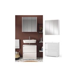 VICCO Badm&ouml;bel-Set Badezimmer-M&ouml;bel Bad-Schrank Majest Wei&szlig; Hochglanz modern Badezimmerschrank Waschbeckenunterschrank Spiegelschrank Schrankt&uuml;r Schrankfach Schrankschublade