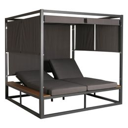 Aluminium Lounge-Gartenliege MCW-M63, Sonnenliege Bali-Liege Outdoor-Bett Daybed, 10cm-Polster 200cm ~ dunkelgrau