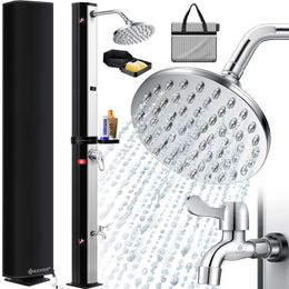 Kesser&reg; Solardusche 40- 60 Liter Solar Gartendusche warmes Wasser max. 60&deg;C Inkl. Metall-Duschablage & Schutzhaube Pooldusche Camping Regenduschkopf und Wasserhahn Gartenschlauch-Anschluss