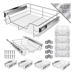 Kesser&reg; Teleskopschublade 30-60cm Schrankbreite verchromt aus Edelstahl Schubladeneinsatz f&uuml;r K&uuml;chenschrank Korbauszug Schrankauszug