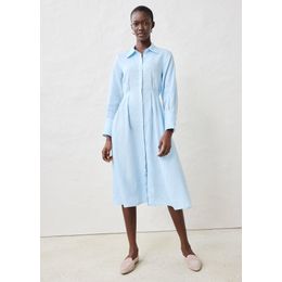 bonprix Hemdblusenkleid aus reinem Leinen, blau, Gr.52, charmantes Leinenkleid figurumspielend, aus Leinen