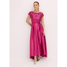bonprix Abendkleid aus gl&auml;nzendem Satin mit Pailletten, pink, Gr.42, Modern und feminin: Abendkleid aus gl&auml;nzendem Satin mit bestickten Pailletten im Oberteil