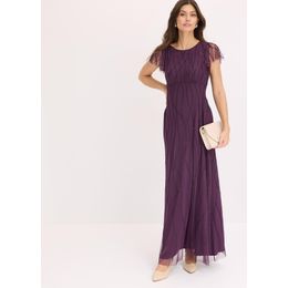 bonprix Maxikleid aus zartem T&uuml;ll mit Perlenstickerei, lila, Gr.44, Modern und feminin: Abendkleid in Maxi-L&auml;nge aus zartem T&uuml;ll mit Perlenstickerei