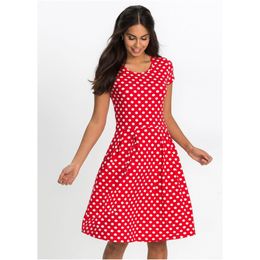 bonprix Jerseykleid aus Viskose-Mix, rot, Gr.36, Wundersch&ouml;nes Sommerkleid mit ausgestelltem Rock, aus Viskose