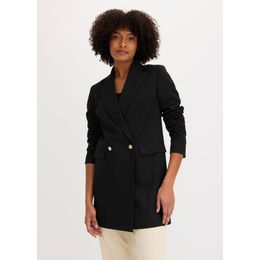 bonprix Longblazer mit dekorativen Kn&ouml;pfen, schwarz, Gr.48, eleganter Longblazer mit dekorativen Kn&ouml;pfen