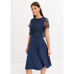 bonprix Midikleid mit Spitze, blau, Gr.44, Elegant und feminin: Midi-Kleid mit Spitzen-Oberteil und ausgestelltem Rock