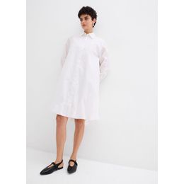bonprix Hemdblusenkleid mit Ballonsaum aus reiner Baumwolle, wei&szlig;, Gr.36, Hemdblusenkleid mit langen &Auml;rmlen, Seitennahttaschen sowie einem Ballonsaum, 100% Baumwolle