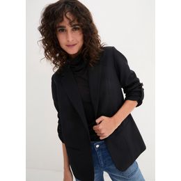 bonprix Oversize Blazer, schwarz, Gr.52, Klassicher Stretch-Blazer mit Innenfutter, &Auml;rmel mit Turn-Up-Funktion
