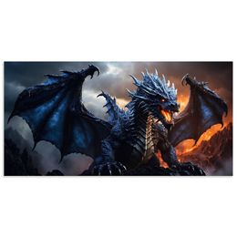 Wandbild Artland, B:100cm H:50cmfarbe bild(er): blau, Alu Dibond, Wohnzimmer, Bilder, "Im Reich des Drachen IX", als Alubild, Leinwandbild, Poster,