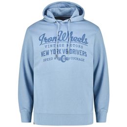 Gro&szlig;e Gr&ouml;&szlig;en Redfield Hoodie mit Print Farbe hellblau Gr&ouml;&szlig;e: 5XL