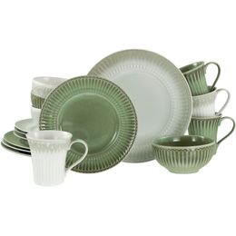 Creatable Kombiservice "Celadon, Service 16-tlg.", 16bunt, Geschirr-Sets, Elegantes Stabrelief, Farbverlauf
