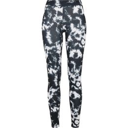 Leggings Urban Classics "Urban Classics Damen Ladies Tie Dye Leggings", Damen, Gr. M, US-Gr&ouml;&szlig;en, schwarz, wei&szlig;, 94% Polyester, 6% Elasthan, slim fit, Hosen Leggings
